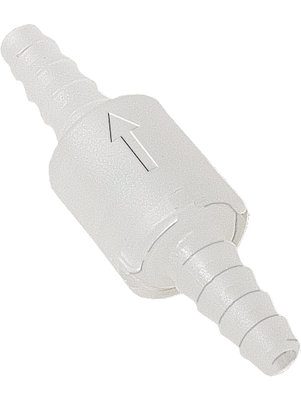 Non-return valves with conical inlet/outlet, embossed directional arrow ...